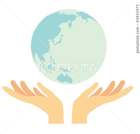 Image of supporting the earth by hand - Stock Illustration [63432473 ...