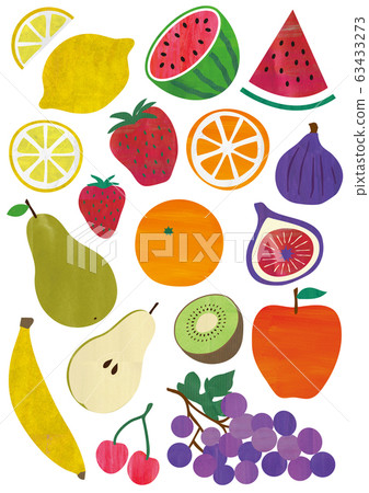 Fruit illustration material set fruit cutout style - Stock Illustration ...