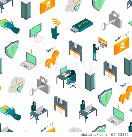 Hacker Attack Concept Seamless Pattern... - Stock Illustration ...