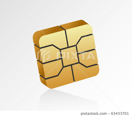 Golden EMV microchip for credit plastic card.... - Stock Illustration ...