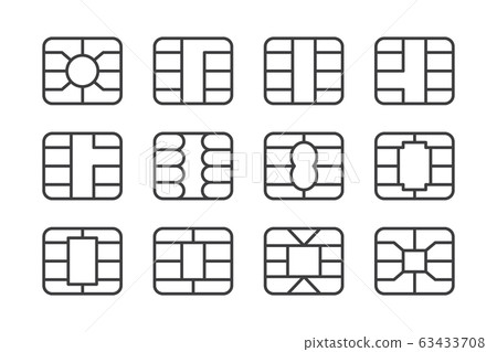 Set of EMV chip icon. Digital chip for banking... - Stock Illustration ...
