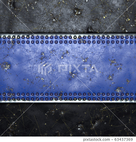 Strip of metal with rivets painted blue in the... - Stock Illustration ...