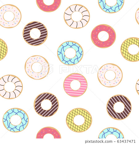 Seamless pattern of doughnuts with colored icing. - Stock Illustration ...