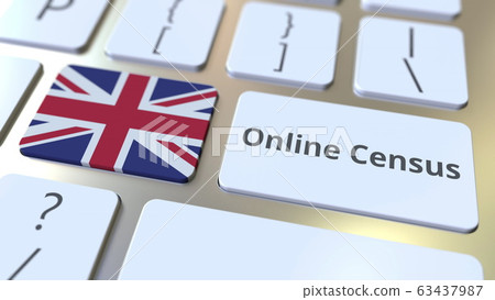 Online Census text and flag of the UK on the... - Stock Illustration ...