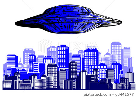 UFO alien flying with lights vector illustration - Stock Illustration ...