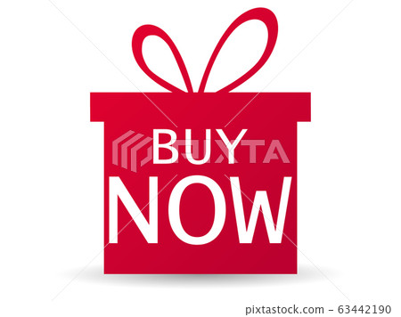 Buy now red gift box flat style isolated on white - Stock Illustration ...