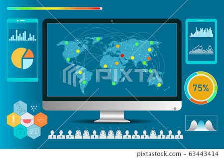 Graphic information. The World map for monitoring - Stock Illustration ...
