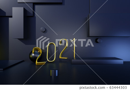 2021 year golden sign with black background. 3D... - Stock Illustration ...