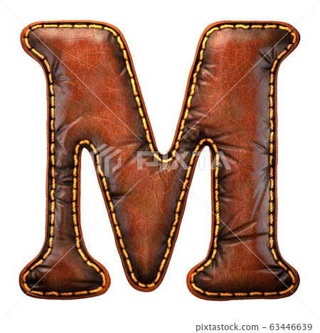 Leather letter M uppercase. 3D render font with... - Stock Illustration ...