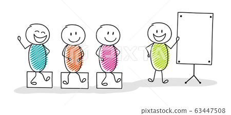 Group of stickman with empty whiteboard - Stock Illustration [63447508 ...