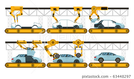 Automobile assembly. Factory car assembly... - Stock Illustration ...