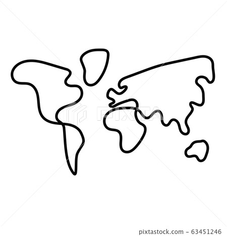Hand-drawn map of World. Solid thick vector line - Stock Illustration ...