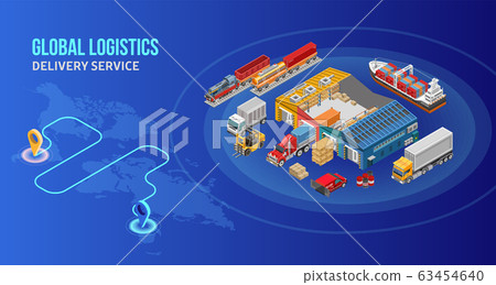 Delivery route near transport and depot - Stock Illustration [63454640 ...