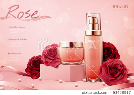 Elegant rose cosmetic ads - Stock Illustration [63458917] - PIXTA