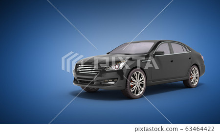 black car studio view 3d render on blue background - Stock Illustration ...
