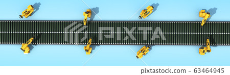 automated industrial conveyor top view 3d rendr on - Stock Illustration ...