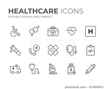 Healthcare Line Icons Set - Stock Illustration [63466643] - PIXTA