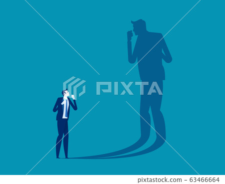 Person fighting his own shadow. Self-defeating - Stock Illustration ...