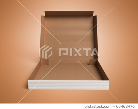 front view of opened pizza box 3d render on color - Stock Illustration ...