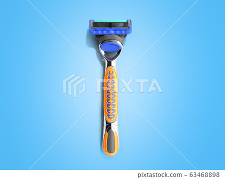 Mens razor 3d render on blue background - Stock Illustration [63468898 ...
