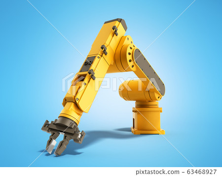 Industrial robot on blue background 3D rendering - Stock Illustration ...