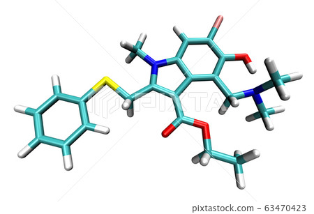 3D structure of antiviral Umifenovir, active-插圖素材 [63470423] - PIXTA圖庫