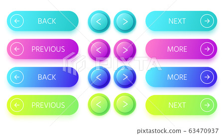Gradient buttons. Next and back button,... - Stock Illustration ...