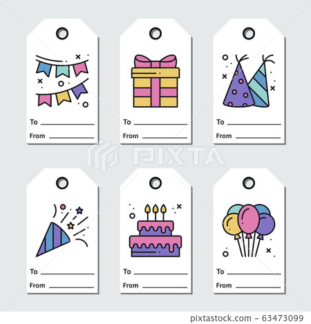 Birthday tags design on white background.... - Stock Illustration ...