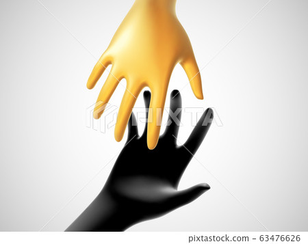 Two 3D human hands taking each other on white... - Stock Illustration ...