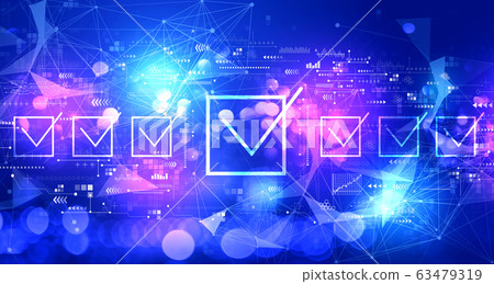 Checklist concept with technology light background - Stock Illustration ...