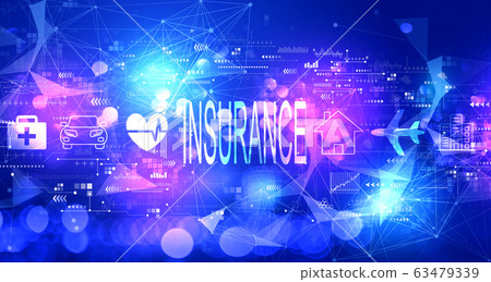 Insurance concept with technology light background - Stock Illustration ...