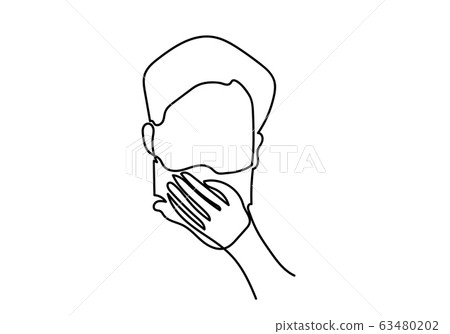 One continuous line drawing medical face mask.... - Stock Illustration ...