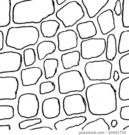 Stones handdrawn seamless black and white... - Stock Illustration ...