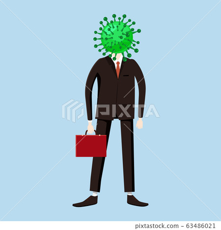Virus character, human body head virus.... - Stock Illustration ...