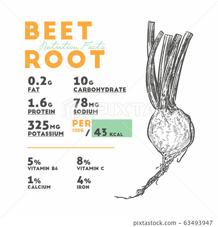 Nutrition facts of beetroot, hand draw sketch - Stock Illustration ...