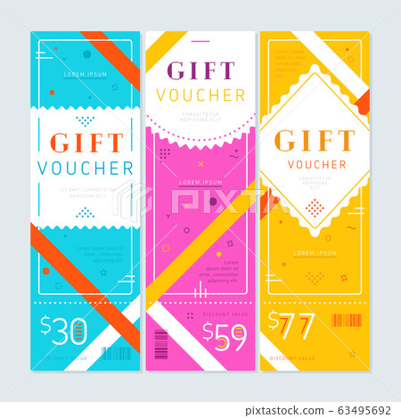 Vertical vouchers with abstract lines - Stock Illustration [63495692 ...