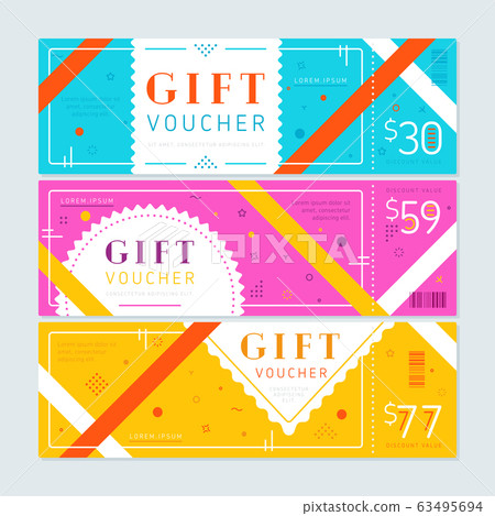 Colorful vouchers with abstract design - Stock Illustration [63495694 ...