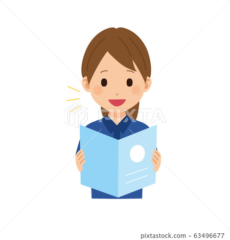 Woman reading a brochure illustration - Stock Illustration [63496677 ...
