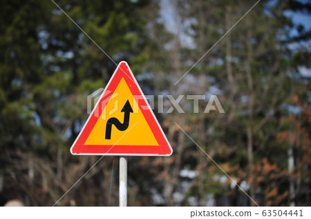 Sharp curve road traffic sign - Stock Photo [63504441] - PIXTA