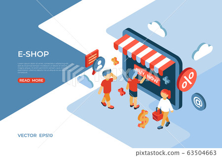 Eshop store isometric icons digital vector - Stock Illustration ...