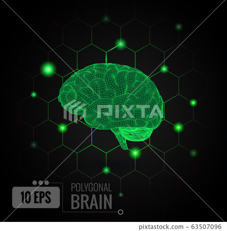 Glowing wireframe brain with connection - Stock Illustration [63507096 ...