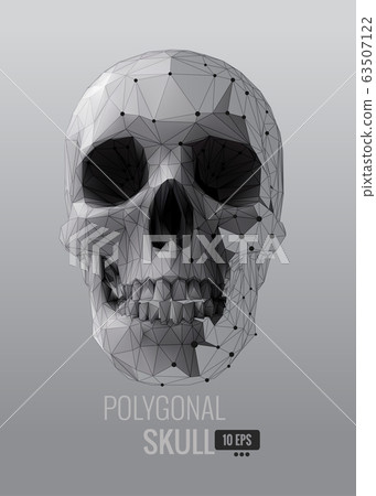 Polygonal skull illustration isolated on gray BG - Stock Illustration ...