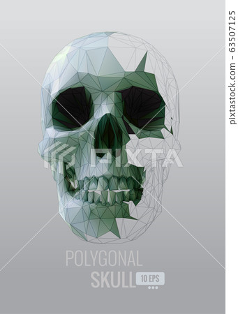 Polygonal skull illustration isolated on gray BG - Stock Illustration ...
