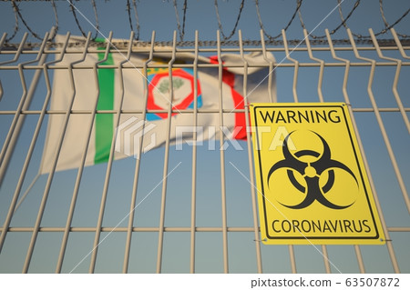 Coronavirus warning sign on the barbed wire... - Stock Illustration ...