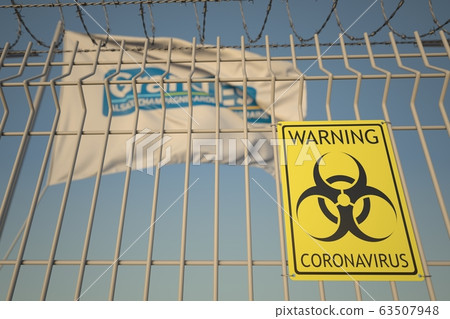 Coronavirus warning sign on the barbed wire... - Stock Illustration ...