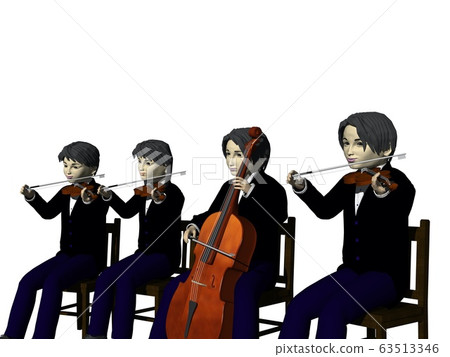 Adults and string quartets playing musical... - Stock Illustration ...