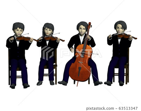 Adults and string quartets playing musical... - Stock Illustration ...