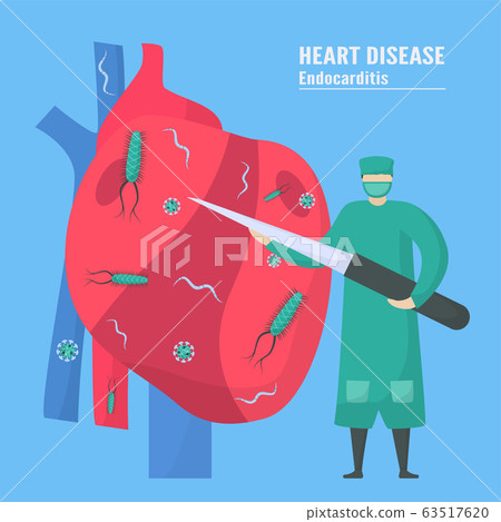 Cardiology vector illustration. Heart infections. - Stock Illustration ...