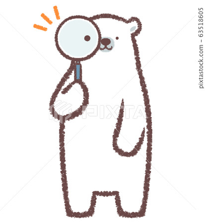 Polar bear large-magnifying glass - Stock Illustration [63518605] - PIXTA
