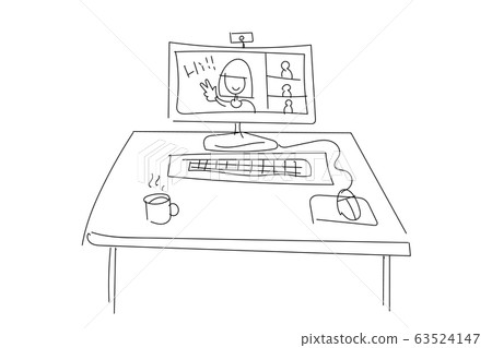 Online meeting / remote work / telework / 5G... - Stock Illustration ...